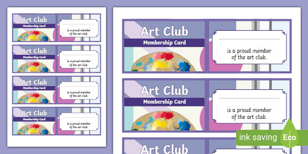 Art Club Membership Cards - After School Clubs -Twinkl