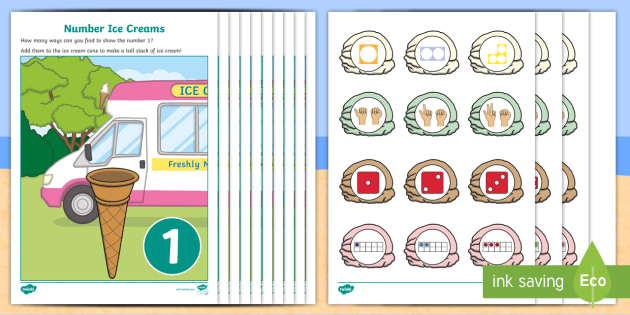 Ice Cream Representing Numbers to 10 Sorting Activity
