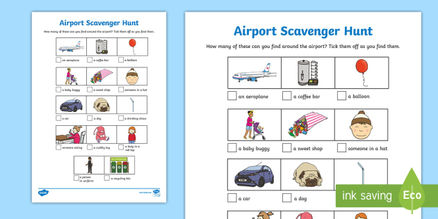 Airport Scavenger Hunt Worksheet / Worksheet (teacher made)