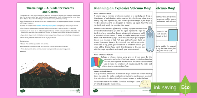 Volcano Theme Day Worksheet / Worksheet