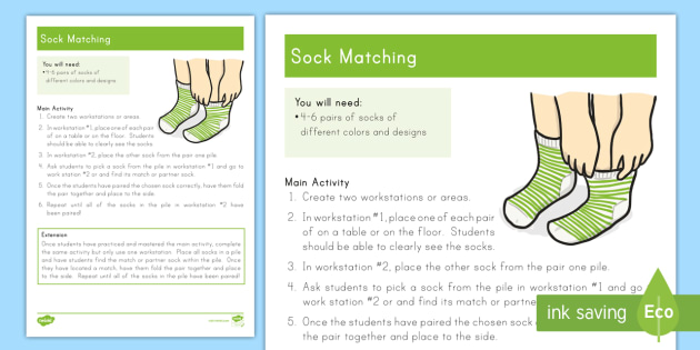 Sock Matching Activity