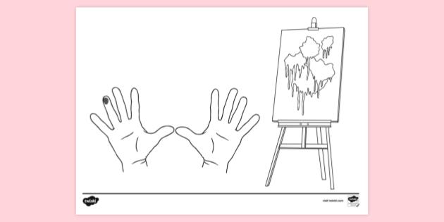 FREE! - Hands with Finger Paint Colouring Sheet | Colouring Sheet