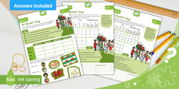 St David’s Day Logic Puzzle - All Levels - Kids Puzzles