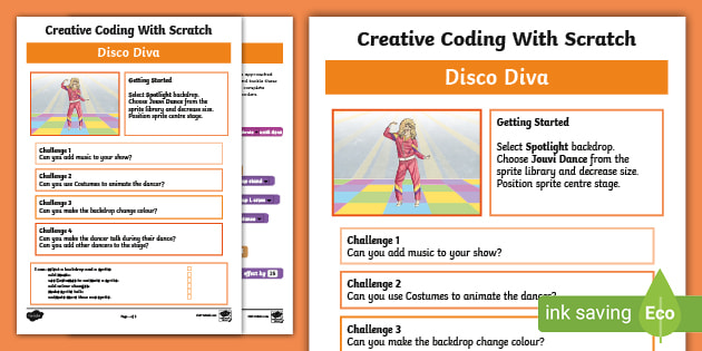 Disco Diva Scratch Worksheet