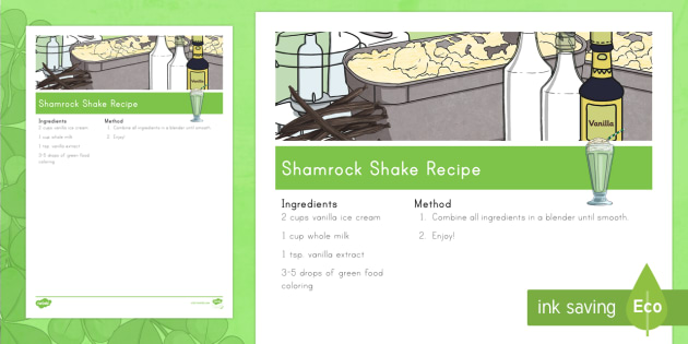 St. Patrick's Day Shamrock Shake Recipe - St. Patrick's Day, green
