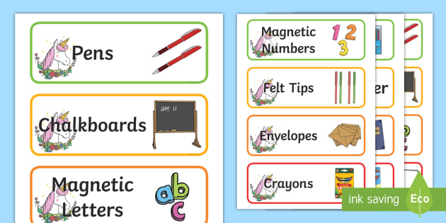 FREE! - Unicorn Themed Editable Writing Area Resource Labels