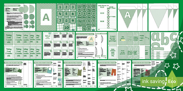 Green Gingham Nursery Pack (teacher made)