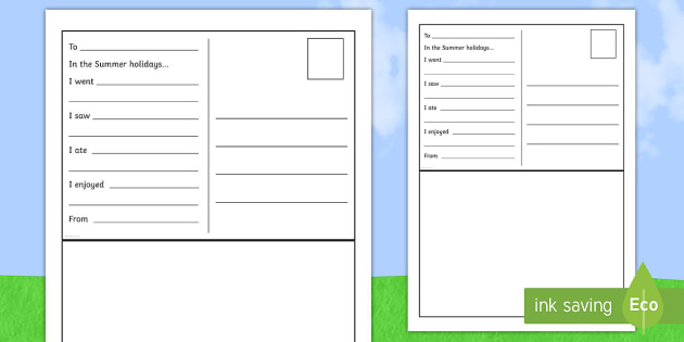 Back to School Summer Postcard Activity (teacher made)