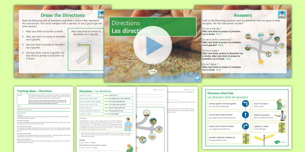 Cover Lesson: Directions Lesson Pack French (teacher made)