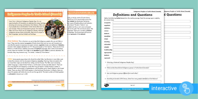 Who are the Indigenous People of Turtle Island (Canada)? - A Reading