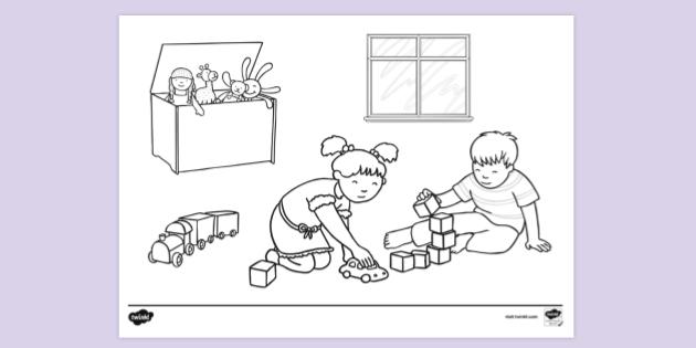 FREE! - Games Room with Toys Colouring | Colouring Sheets