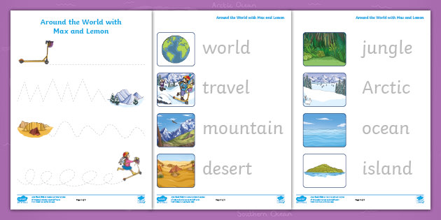 Around the World with Max and Lemon: Handwriting Worksheets