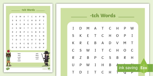 -tch Words Word Search (teacher made)