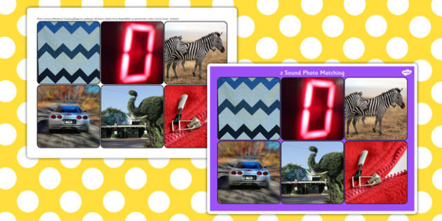 Initial z Sound Photo Matching Board and Cards