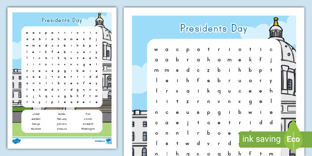 Presidents Day Word Search | K-2 Activity | Twinkl