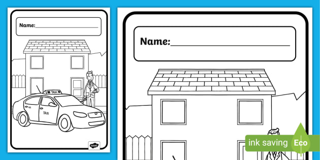 FREE! - Taxi Colouring Book Cover (teacher made)