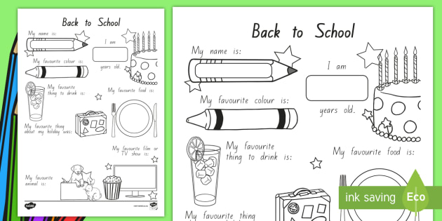 Back to School Summer Holiday Activity (teacher made)