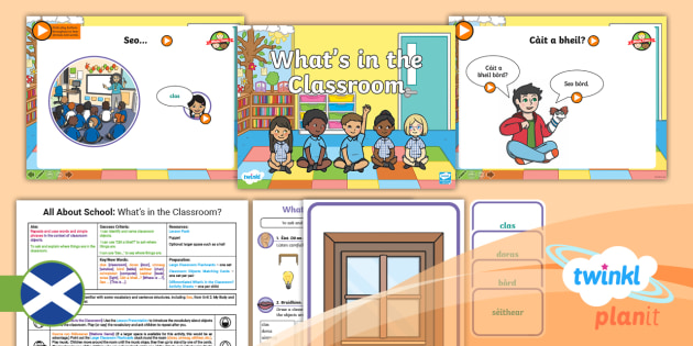 PlanIt Gaelic All About School: Lesson Pack 1 - Twinkl
