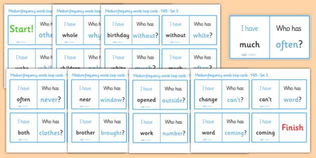 Medium Frequency Words Loop Cards Set 3 (Y4 & Y5)
