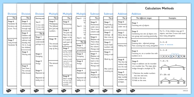 Calculation Methods Year 1 Through To Year 6