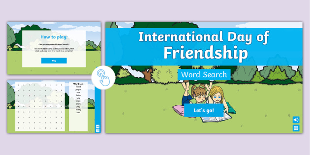 Interactive Friendship F-2 Word Search (teacher made)
