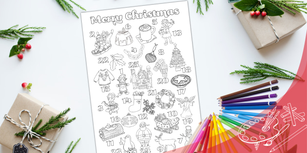 25 Days of Christmas Advent Calendar Colouring Activity