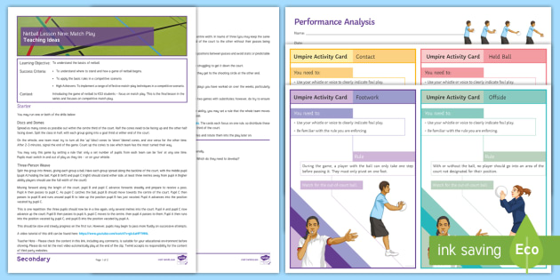 Netball Lesson 9: Match Play (teacher made)