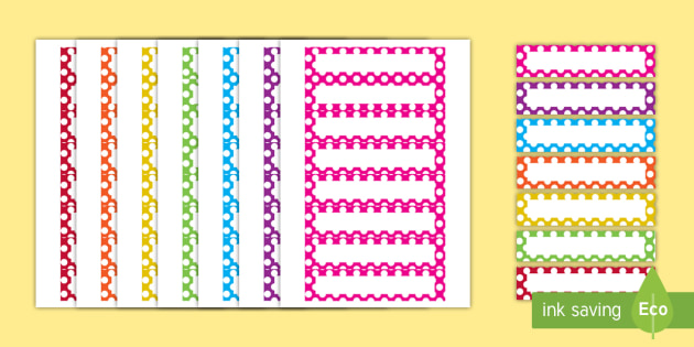 Multicolored Polka Dot Classroom Labels (teacher made)