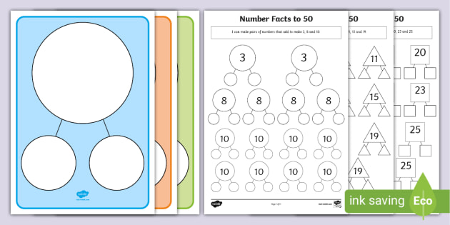 Number Facts to 50 Part-Whole Activity and Worksheet Pack