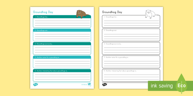 Groundhog Facts Research and Write Activity
