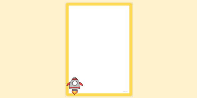 FREE! - Simple Blank Rocket Ship Page Border | Page Border | Twinkl