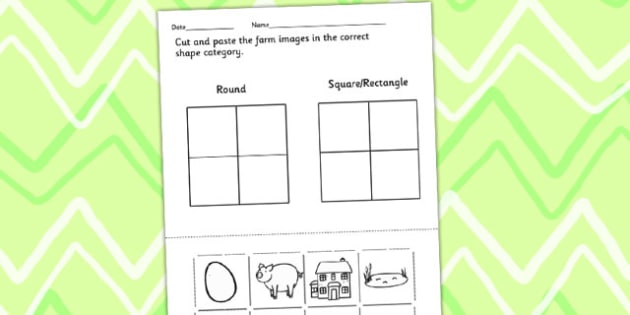 Farm Identifying Shapes Worksheet (teacher made)