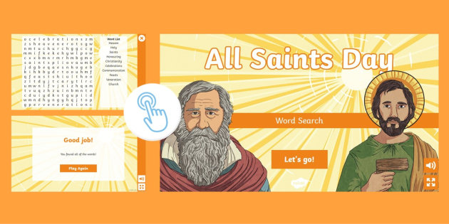 Interactive All Saints Day Word Search (teacher made)
