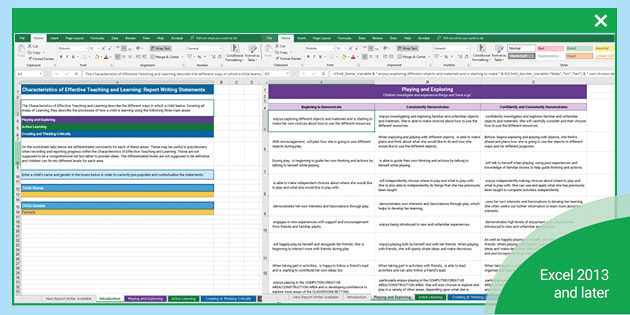 * NEW * Characteristics of Effective Learning EYFS Report Writing