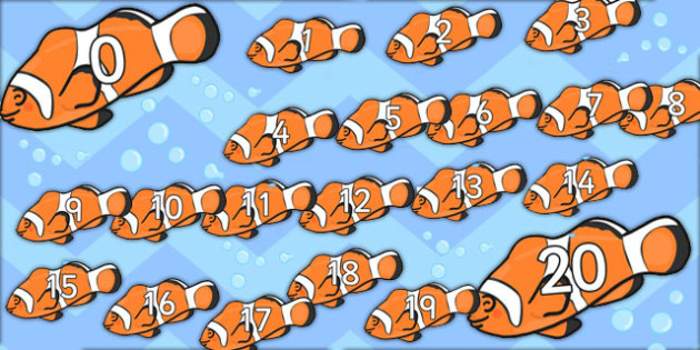 FREE! - Numbers 0-20 on Clown Fish (Under the Sea) - Under the sea