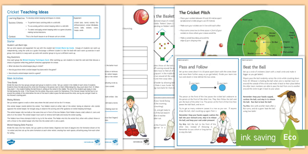 Cricket 4: Wicket Keeping Teaching Ideas (teacher made)