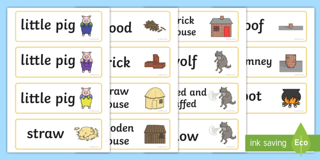The 3 Little Pigs Word Cards (teacher made)
