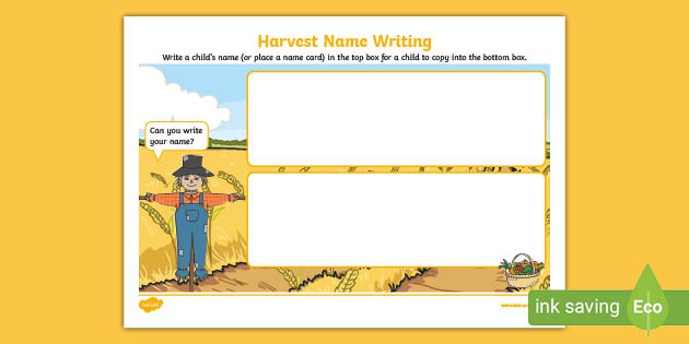 Harvest Name Writing Activity