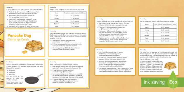 Year 4 Pancake Day Maths Challenge Cards (teacher made)