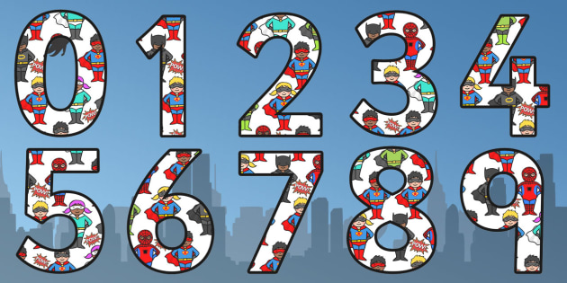 FREE! - Superhero Themed A4 Display Numbers (teacher made)