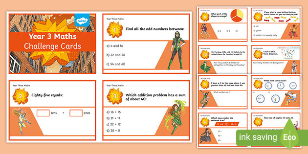 Year 3 Maths Challenge Cards (teacher made)