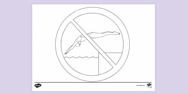 FREE! - No Diving Sign Colouring Sheet | Colouring Sheets