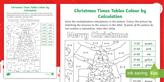 👉 Colour by Times Table Christmas Worksheet