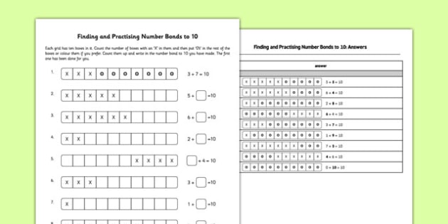 Finding and Practising Number Bonds to 10 (teacher made)