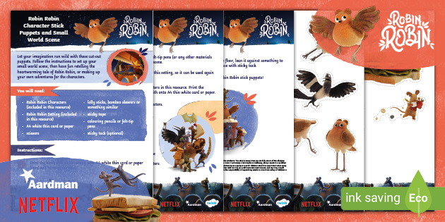 FREE! - Netflix: Robin Robin - Character Stick Puppets and Small World ...