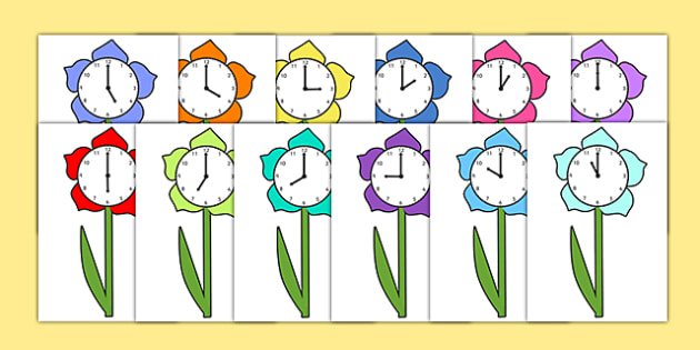 FREE! - O'Clock Hour Times on Flowers (teacher made)