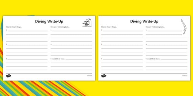 The Olympics Diving Write Up Worksheet (teacher made)