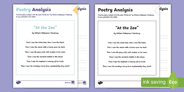 Poetry Analysis Activity: At the Zoo