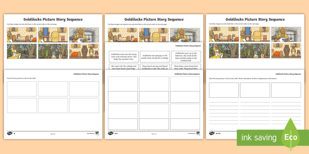 Goldilocks and the Three Bears Sequencing Picture Activity