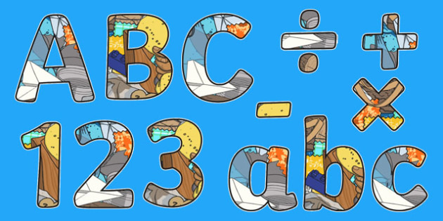 Everyday Materials Themed Display Letters and Numbers Pack